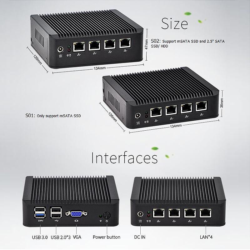 QOTOM Mini PC Q190G4 With 4 LAN Port Pfsense as Router Firewall Quad ...