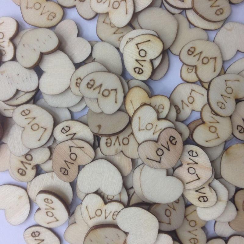 Buy 100pcs Rustic Wooden Love Heart Wedding Table Scatter Decoration ...