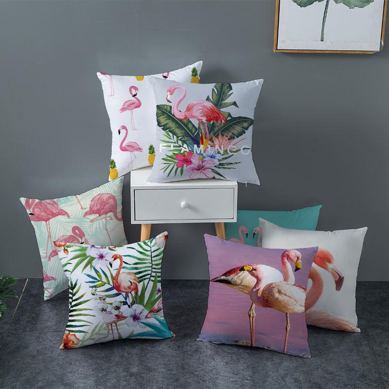 Buy YWZN Summer Flamingo Throw Pillow Case Tropical Plants Green Leaves ...