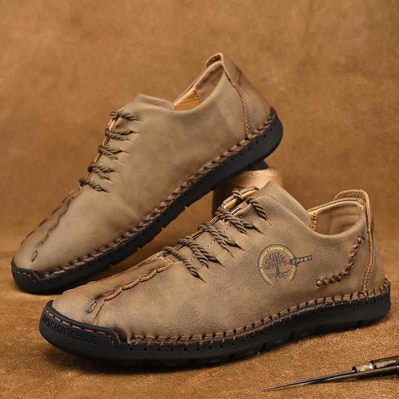 Buy Doudou Shoes Men's Hand Sewn Casual Leather Shoes Business Lace Up ...