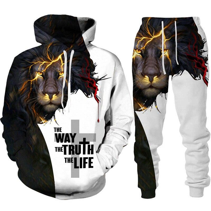 Buy Two Piece Set Christian Bible Faith Jesus God Men's Hoodie/Suit ...