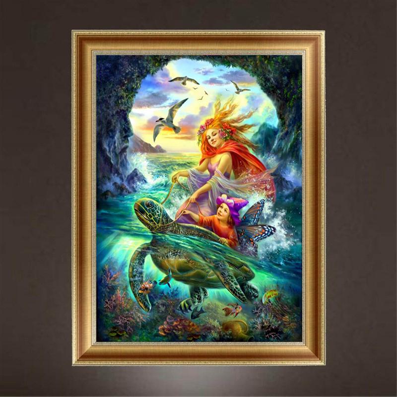 Buy Full Drill Round 5D DIY Diamond Painting Angel Fairy Ride Turtles ...