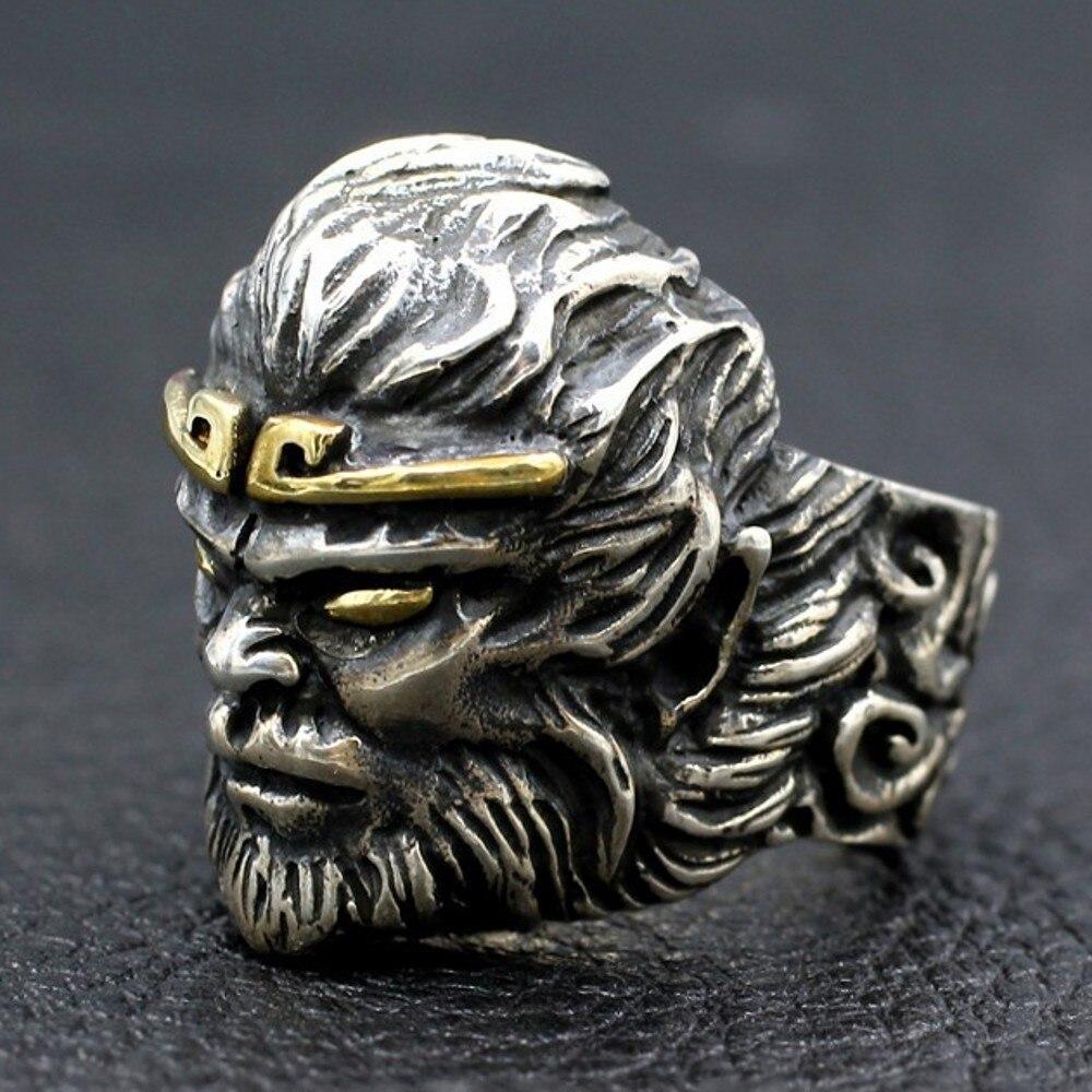 Thai Silver Monkey King Opening Ring for Man Real S925 Pure Silver ...