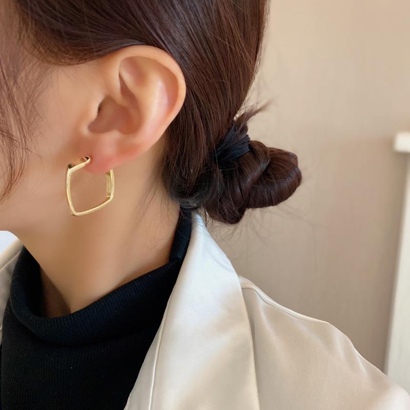 Buy 2022 New Simple Square Gold Stud Earrings Geometric Retro Creative ...