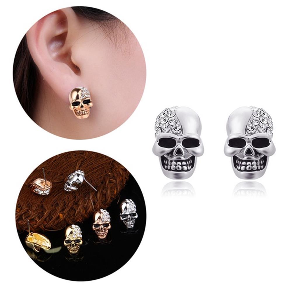Buy 1Pair Accessories Punk Jewelry Skull Head Rhinestones Skeleton ...