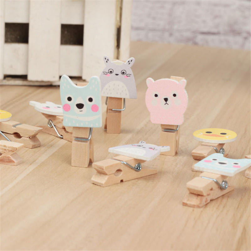 Buy 10 Pcs Cute Color Animal Wooden Clip P O Paper Craft Diy Clips With ...