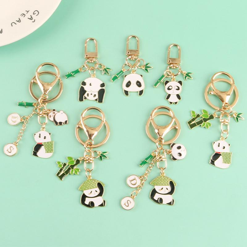 1PC Cartoon Panda Keychains With Green Bamboo Keyring Jewelry Ackpack ...