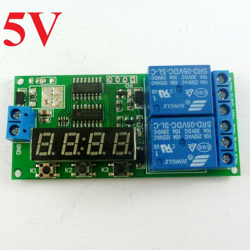 DC 5V 2 Channel 9 Function Delay Timer Relay Module Controller Motor ...
