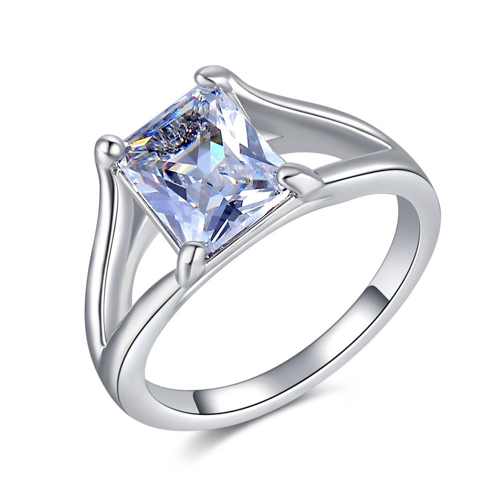 Four-claw Square Shining Zircon Ring uygun fiyatlı satın alın - fiyat ...