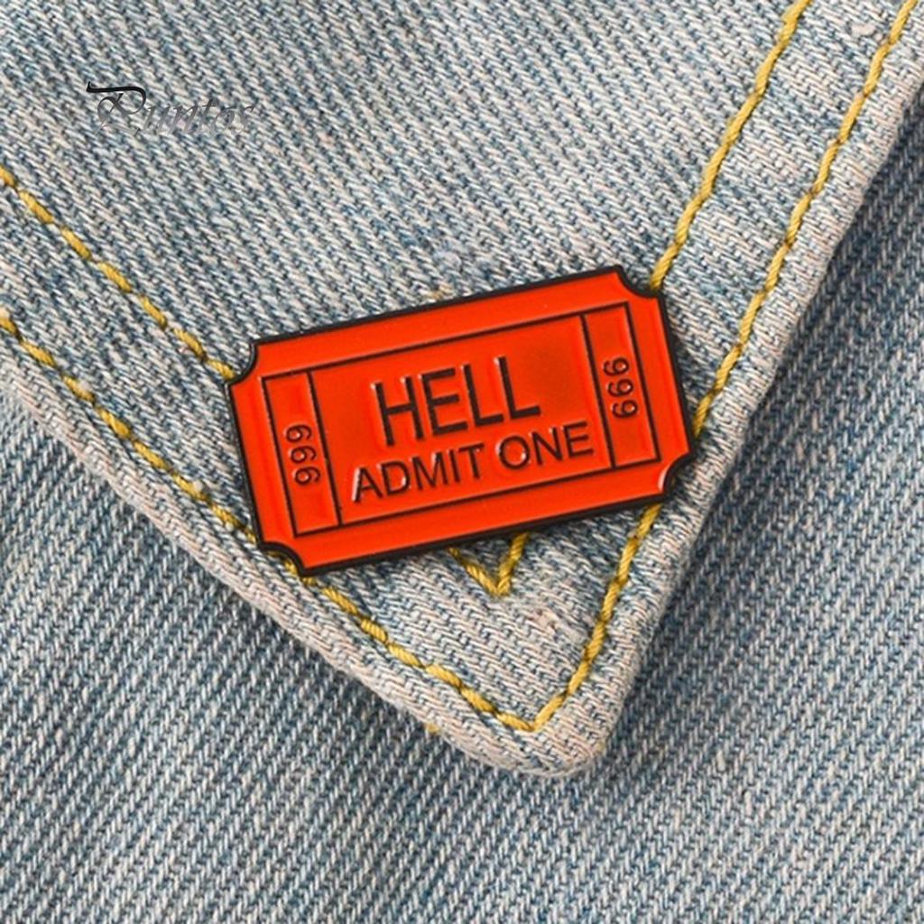 Buy English Letter Hell Admit One Badge Metal Brooch Pin Clothes Scarf ...