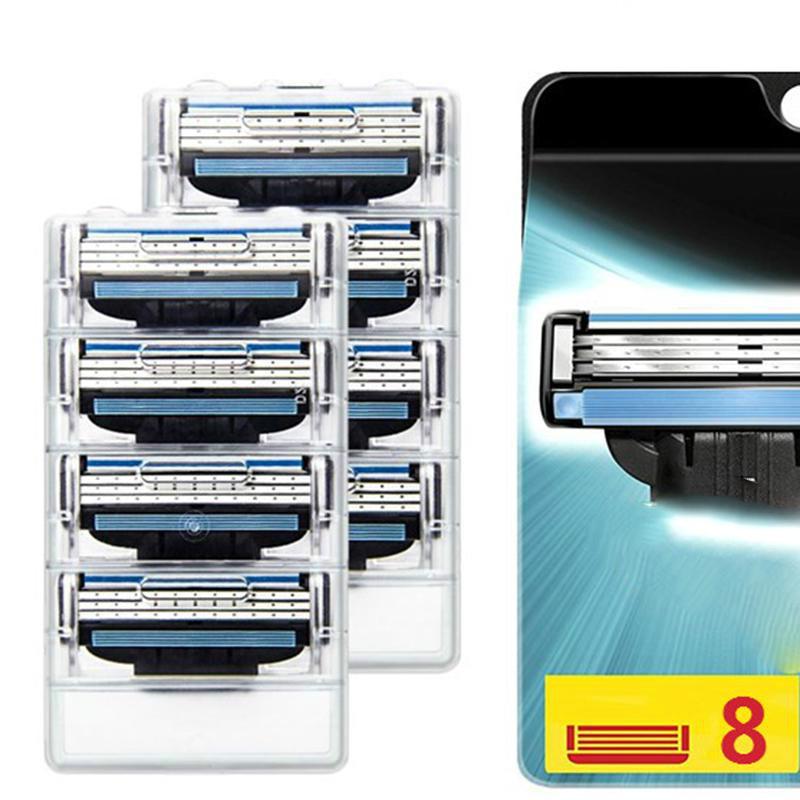 Buy 8PCS Blade Men Shaving Cassettes Shaving Cartridge 3 Razor Blades ...