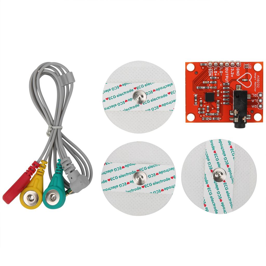 AD8232 Modul Sensor Kit Pulsmesser Messung mit Elektrodenleitung DC3.3V ...