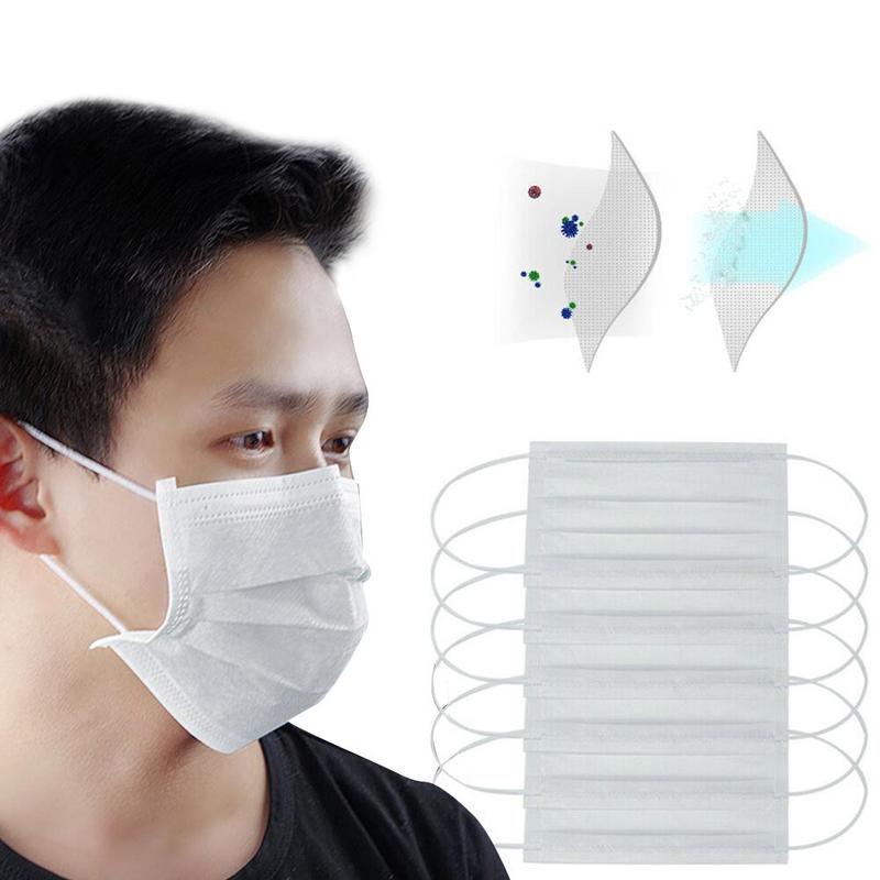 Buy 10pcs Disposable Mouth Face Masks Adult Use 3-layer Meltblown Cloth ...