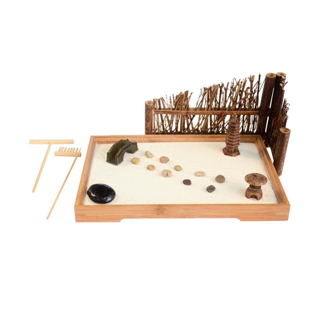 Buy Zen Garden Kit 11*7.4in Japanese Sand for Desk with Rake Rakes ...