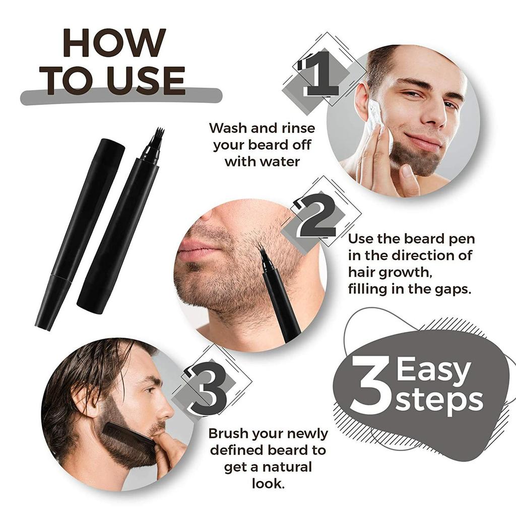 Beauty Three Waterproof Portable Four-pronged Beard Pen Beard Drawing ...