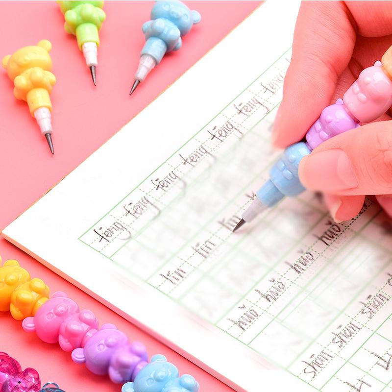 Buy 2Pcs/set Cute Bear Colorful Non-sharpening Pencils Student Writing ...