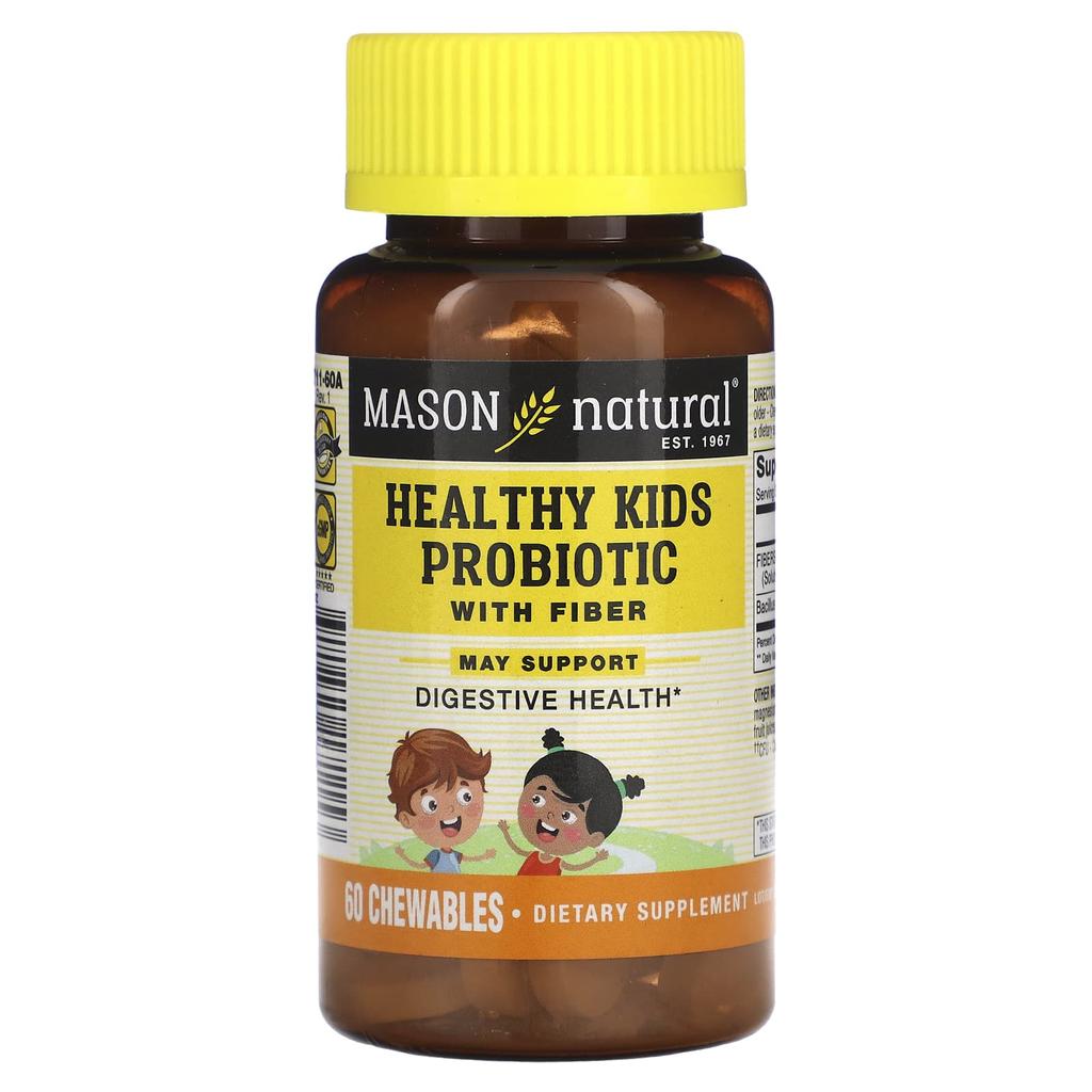 Buy Mason Natural, Healthy Kids Probiotic with Fiber, 60 Chewables at ...