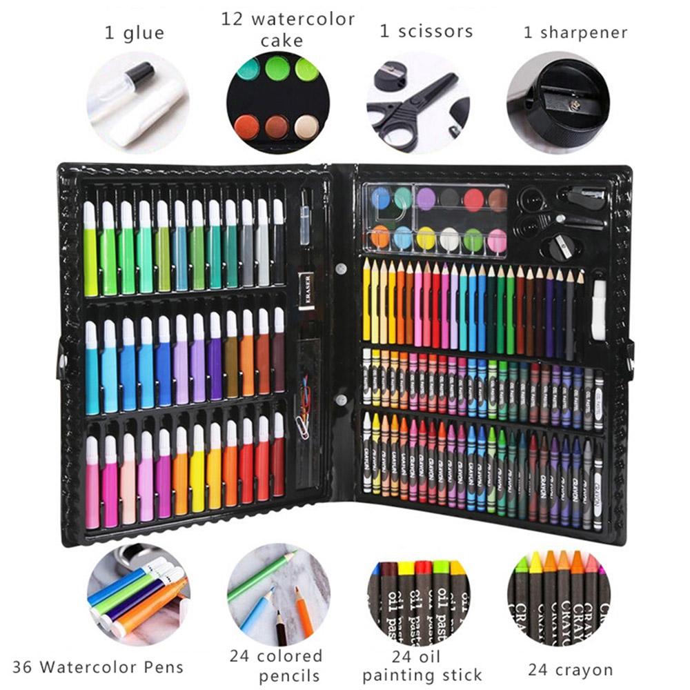 Buy 150 pcs Painting Drawing Set Crayon Colored Pencils Watercolors ...