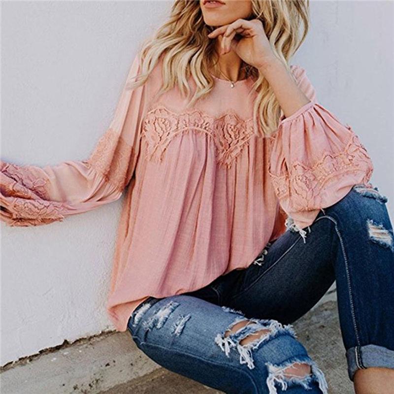 Buy Women's Casual Flax Long Sleeve T-Shirt Puff Sleeve Sexy See ...