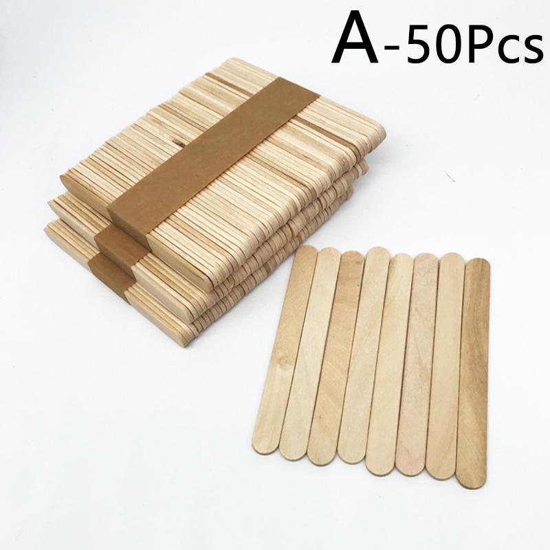 50Pcs 11.4cm Natural Wooden Length Children Gift DIY Popsicle Sticks ...