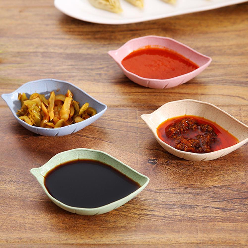Buy 4Pcs Sauce Leaf-Shape Vinegar Bowls Dish Plates Saucers Tableware ...
