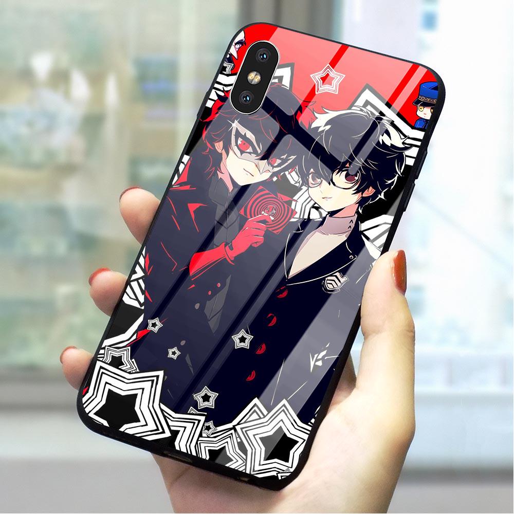 Buy P5 P Persona 5 Tempered Glass Phone Cover for iPhone 6S Case 8 XR X ...