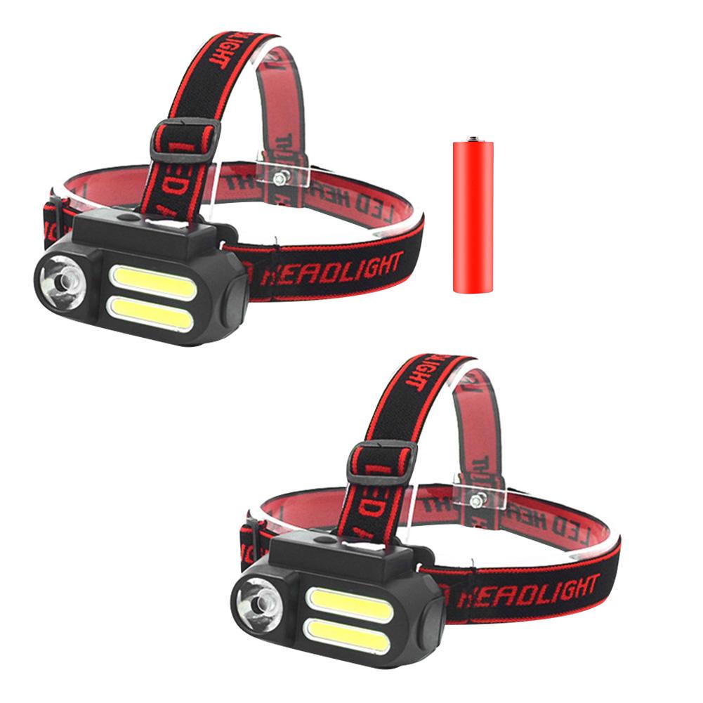 Buy LED Headlight 2x COB XPE Micro-USB Rechargeable Headlamp Flashlight ...