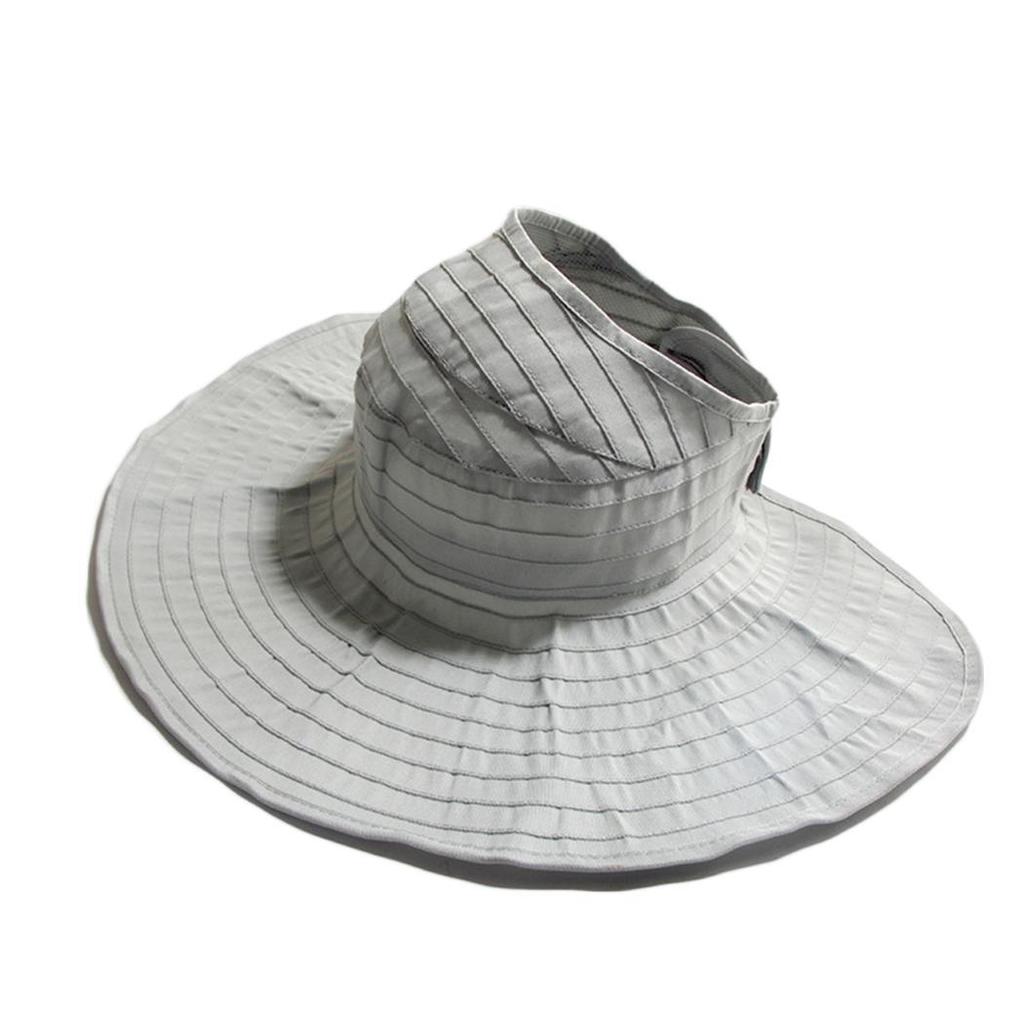 Buy Women Fashion Solid Pleated Adjustable Drawstring Sun Hat Visor Cap ...