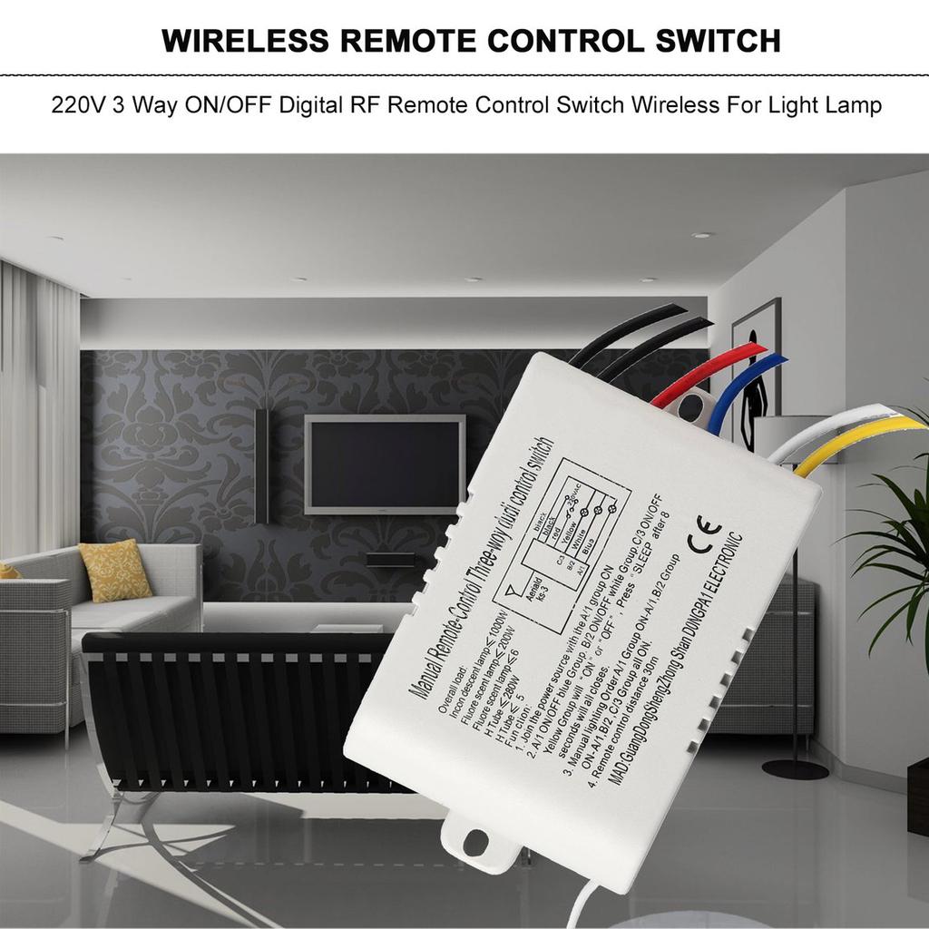 Buy YL-220V 3 Way ON/OFF Digital RF Remote Control Switch Wireless For ...