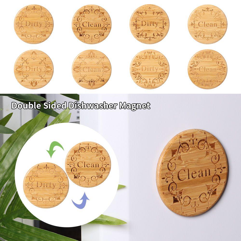 Bamboo Double Sided Home Decor Clean Dirty Sign Magnetic Sticker Fridge ...