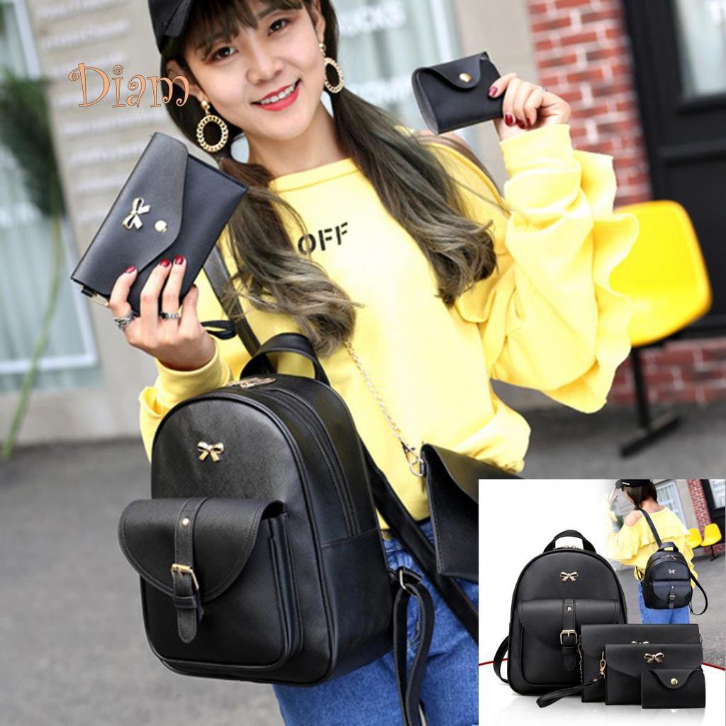 Buy Dilara Bowknot Women Faux Leather Backpack Crossbody Clutch Card ...