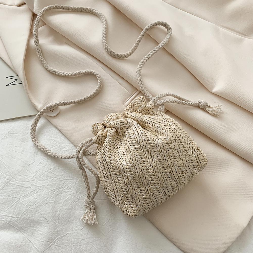 Buy Women Drawstring Shoulder Bag Sunflower Straw Small Woven Crossbody ...