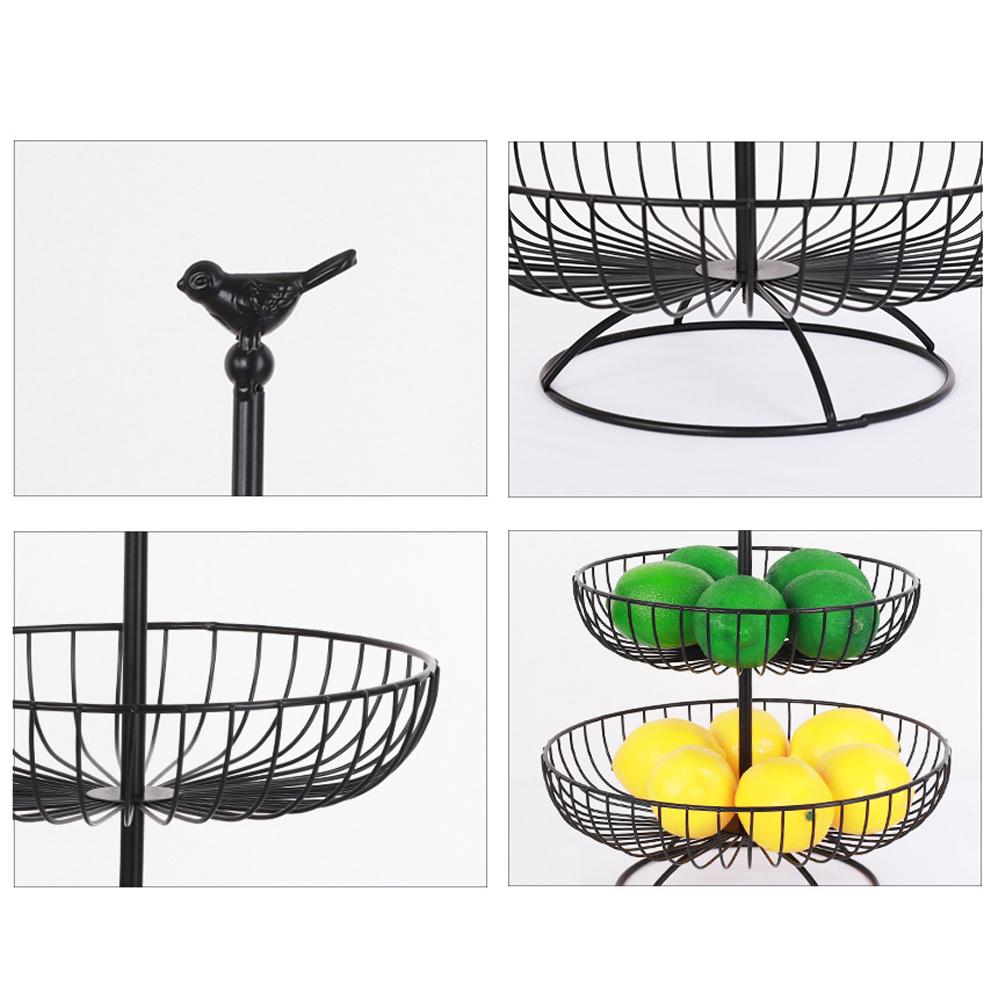 Buy Household 3 Tier Fruit Plate Countertop Metal Basket Black Vintage ...
