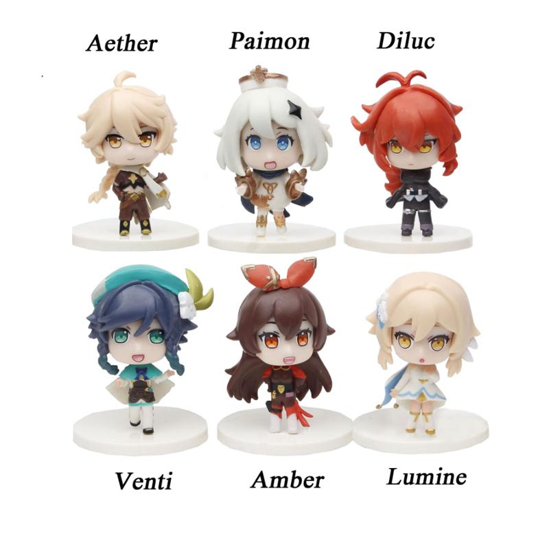 Buy Genshin Figure Impact Pvc Set Of 6pcs Q Version Anime Action ...