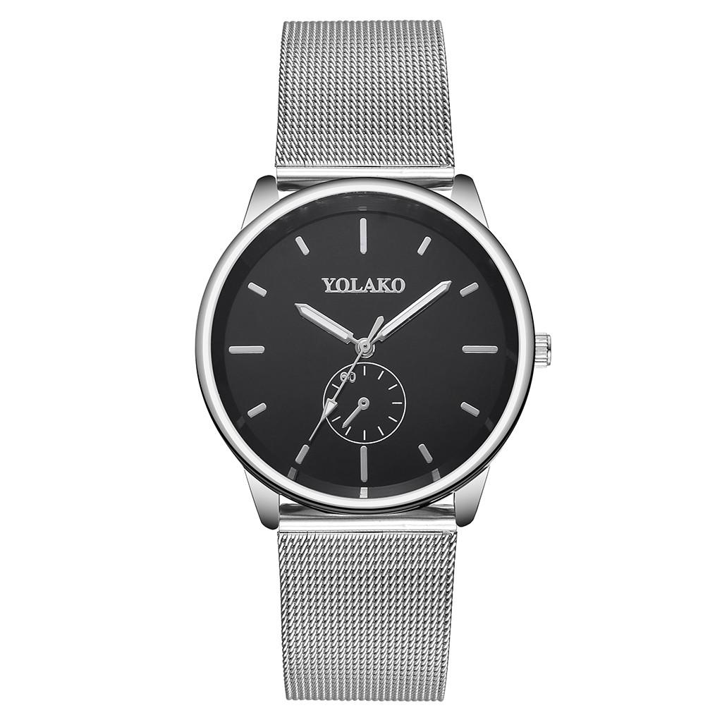 Buy YOLAKO Men's Stainless Steel Mesh Belt Watch With Simple Mirror ...
