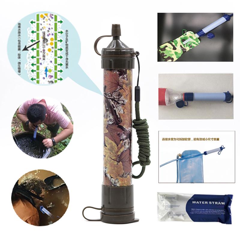 Military 99.99% Water Filter Purification Emergency Gear Straw Hiking ...