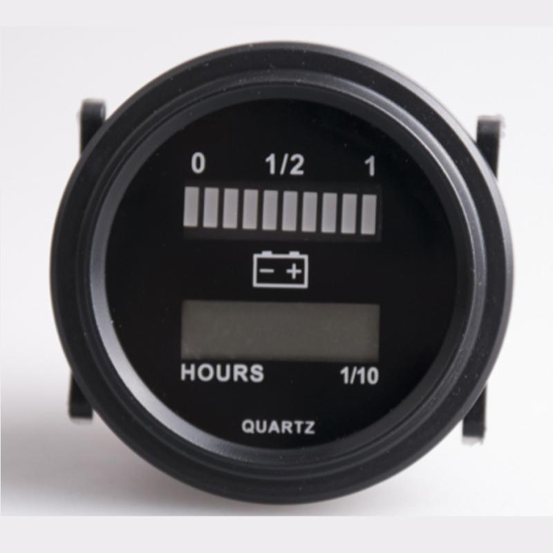 Buy Round LCD Hour Meter With LED Battery Indicator Guage Gauge 12V 24V ...