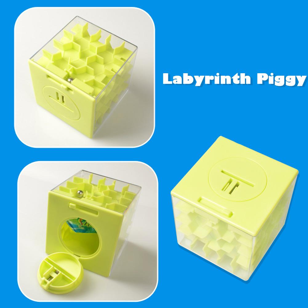 Buy Puzzle Toy 3D Maze Piggy Bank Transparent Walking Bead Magic Box ...
