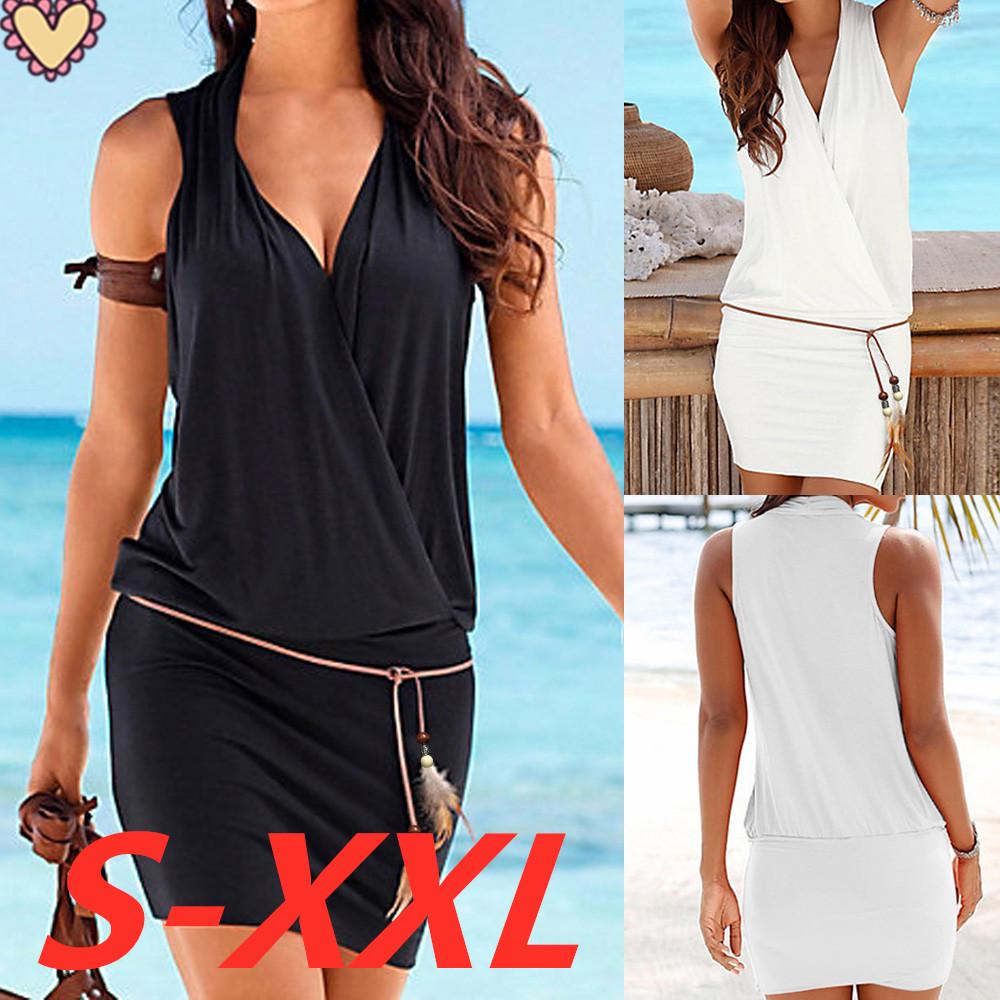 Buy Fashion Womens Casual Sleeveless Retro Party Beach Sun Dress at ...