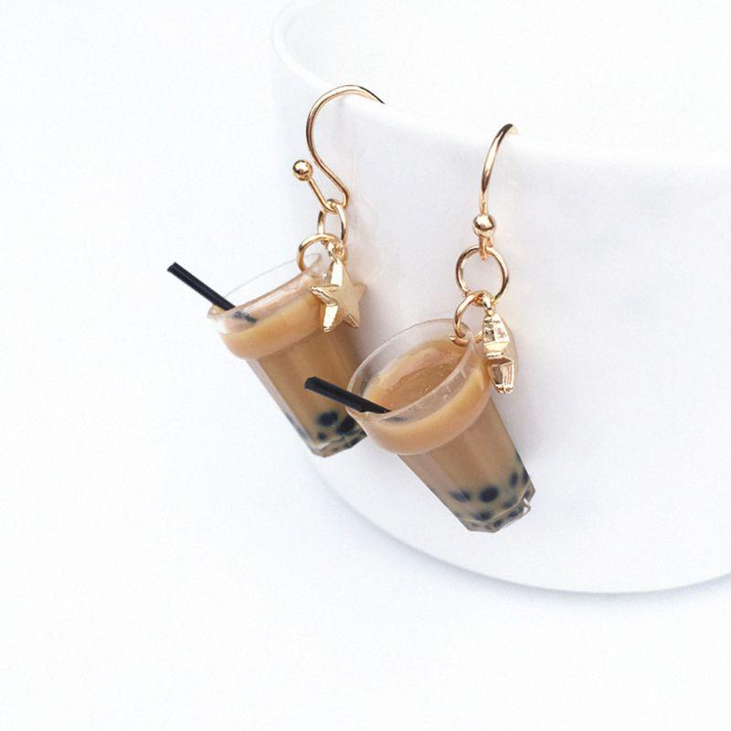 Buy 1 Pair Cute Mini Lemon Black Tea Milk Tea Cup Drink Earrings ...