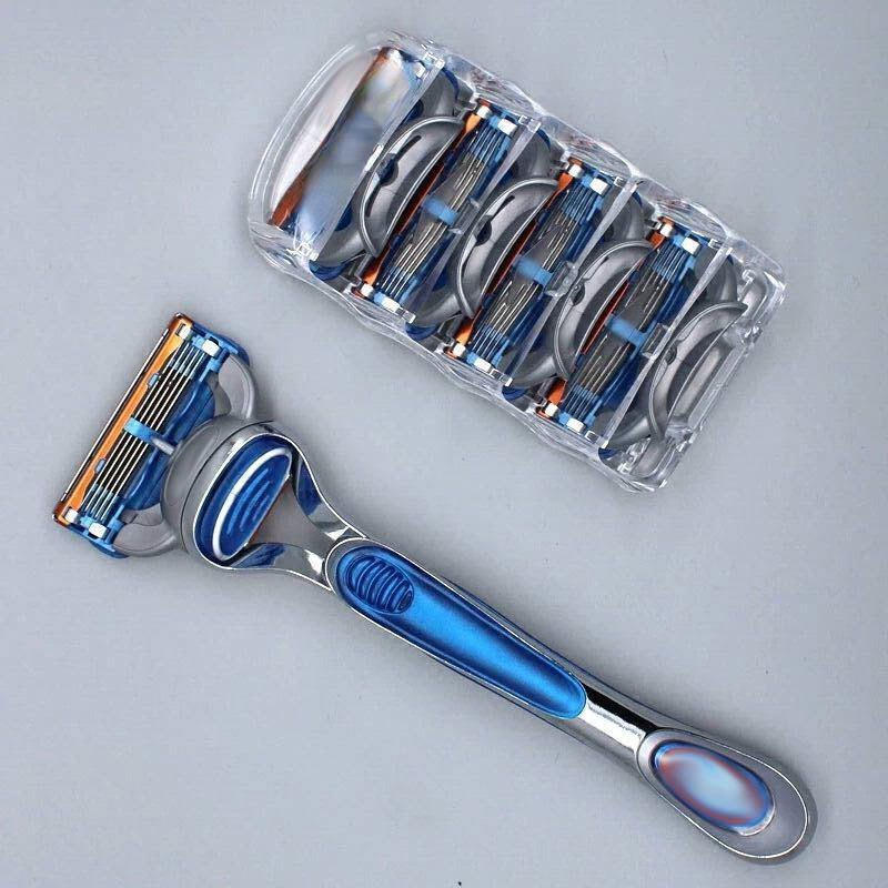 Buy New 4 Cutter Head 1 handle Five-Tier Razor Blade Shaver Men Manual ...