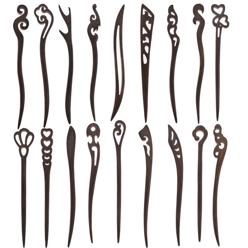 Retro Traditional Carved Wooden Hair Stick Women Vintage Jewelry uygun ...