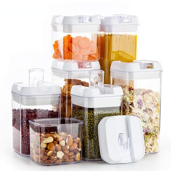 Buy 7pcs Sealed Food Storage Containers Bulk Jar Set for Cereal Plastic ...