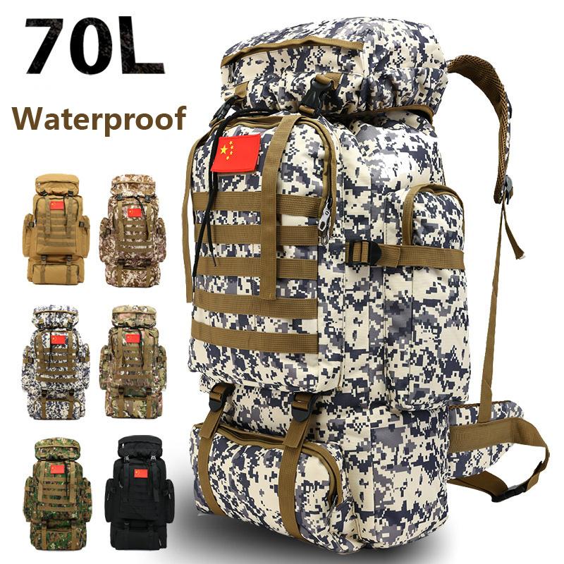 70L Camouflage Hiking Backpack Waterproof Tactical Military Assault ...