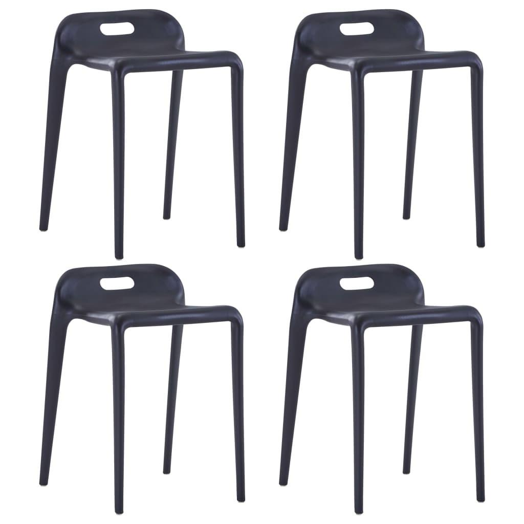 Buy HBKS Stackable Stool 4 Pcs. Black Plastic at affordable prices ...