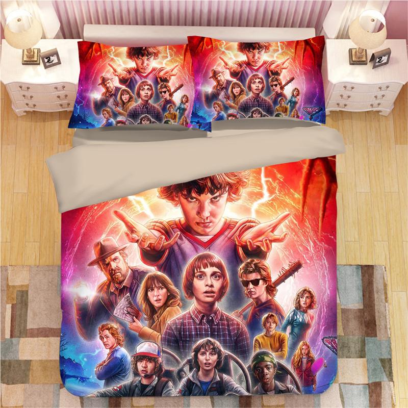 Cheap Stranger Things Bed Linen Cartoon Anime Duvet Covers Pillowcases ...