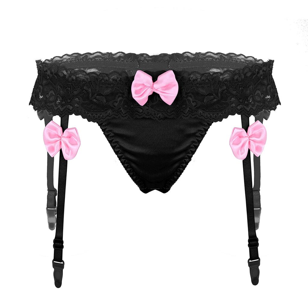 Buy Women Smooth Soft Lingerie Low Rise Ruffled Lace Bowknot G-string ...
