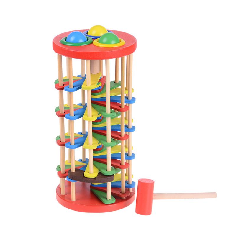 Buy Wooden Colorful Rotating Knocking Ball Falling Ladder Knocking Toy ...
