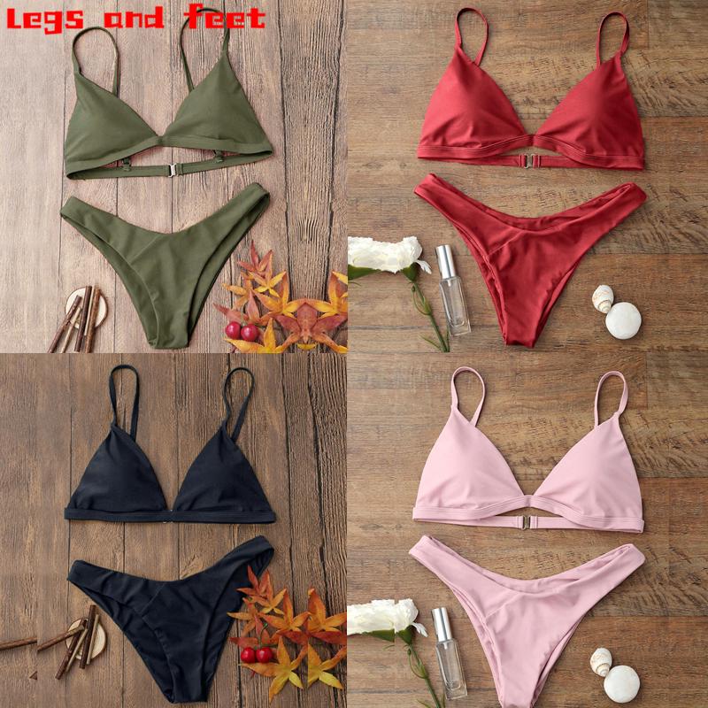 Buy Women Swimsuit Push Up Padded Bra Beach Bikini Set Low Waist