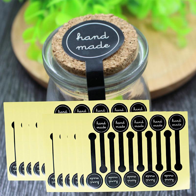 Buy Sealing Stickers Diy Long Black Kraft Paper Baking Sealing Stickers ...